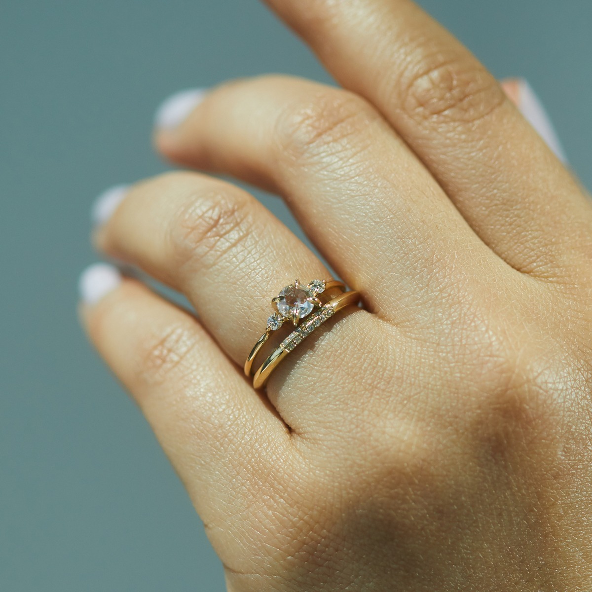 Knife Edge Semi Pave Ring - Catbird
