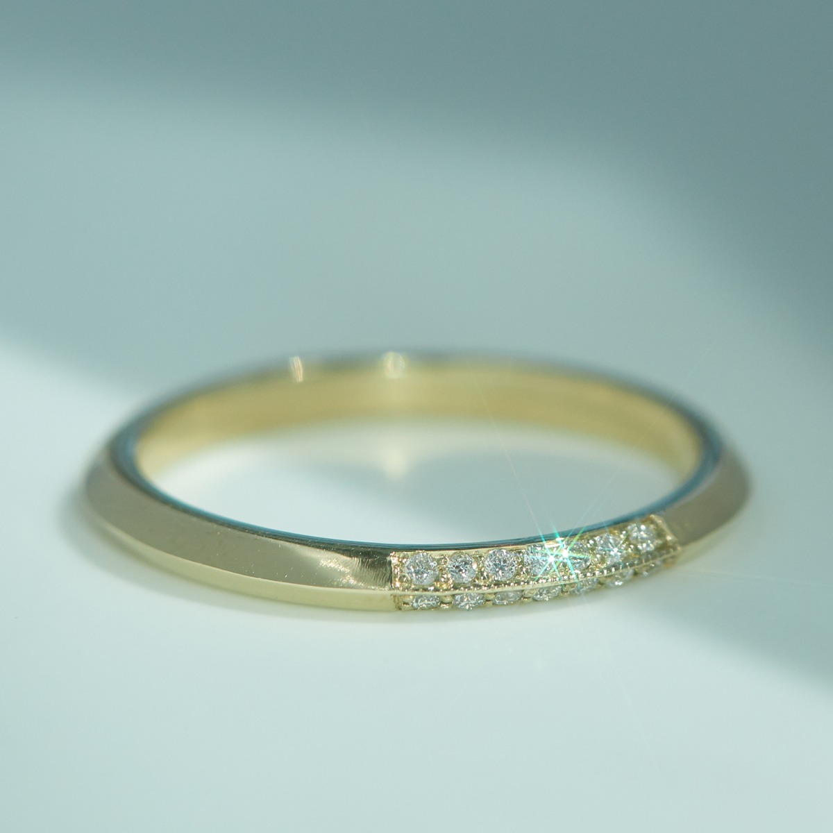 Knife Edge Semi Pave Ring - Catbird