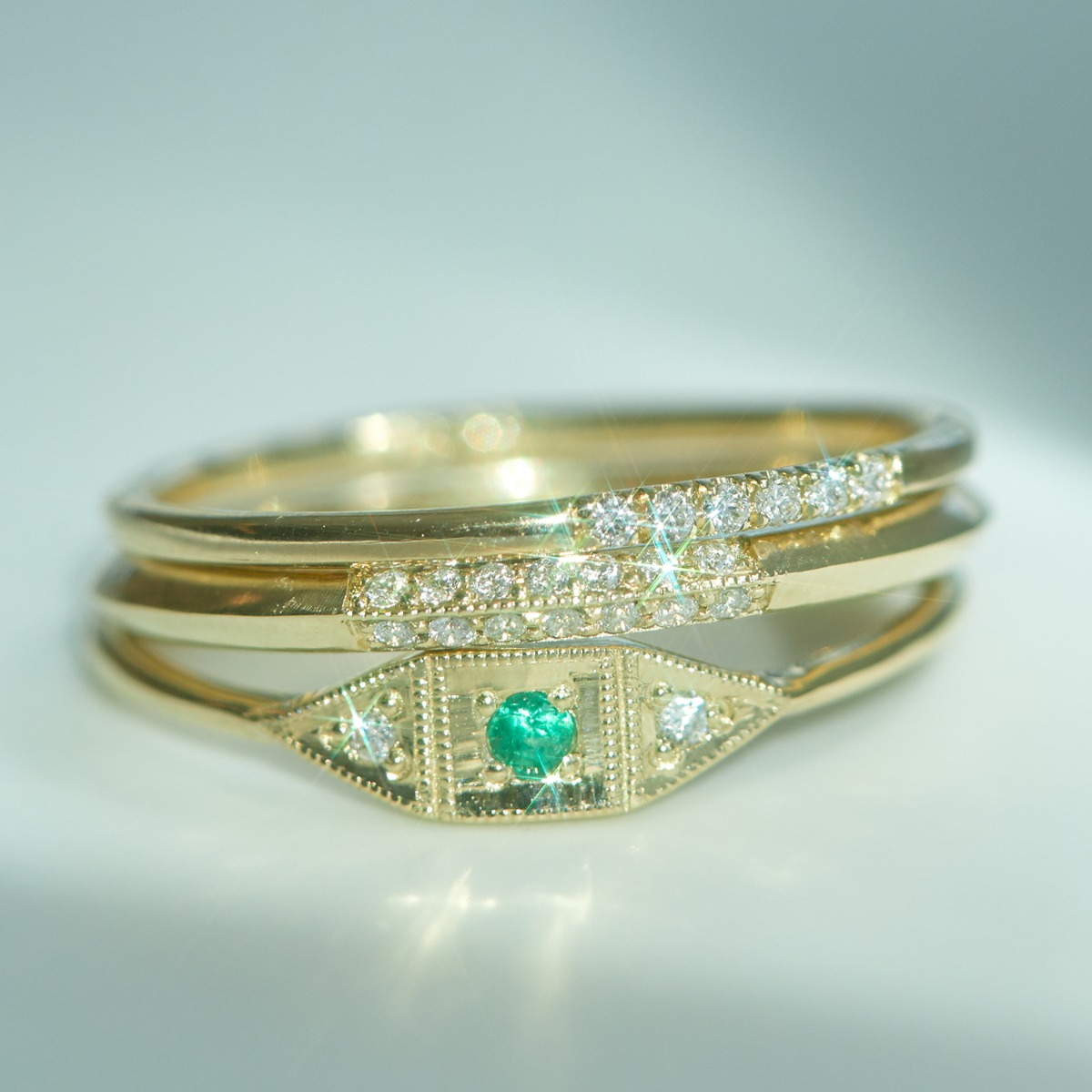 Knife Edge Semi Pave Ring - Catbird